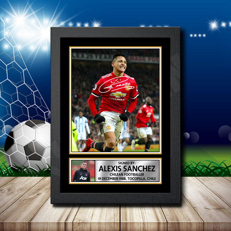 Signed Footballer Posters Alexis Sanchez 2 Signed Autographed Football
