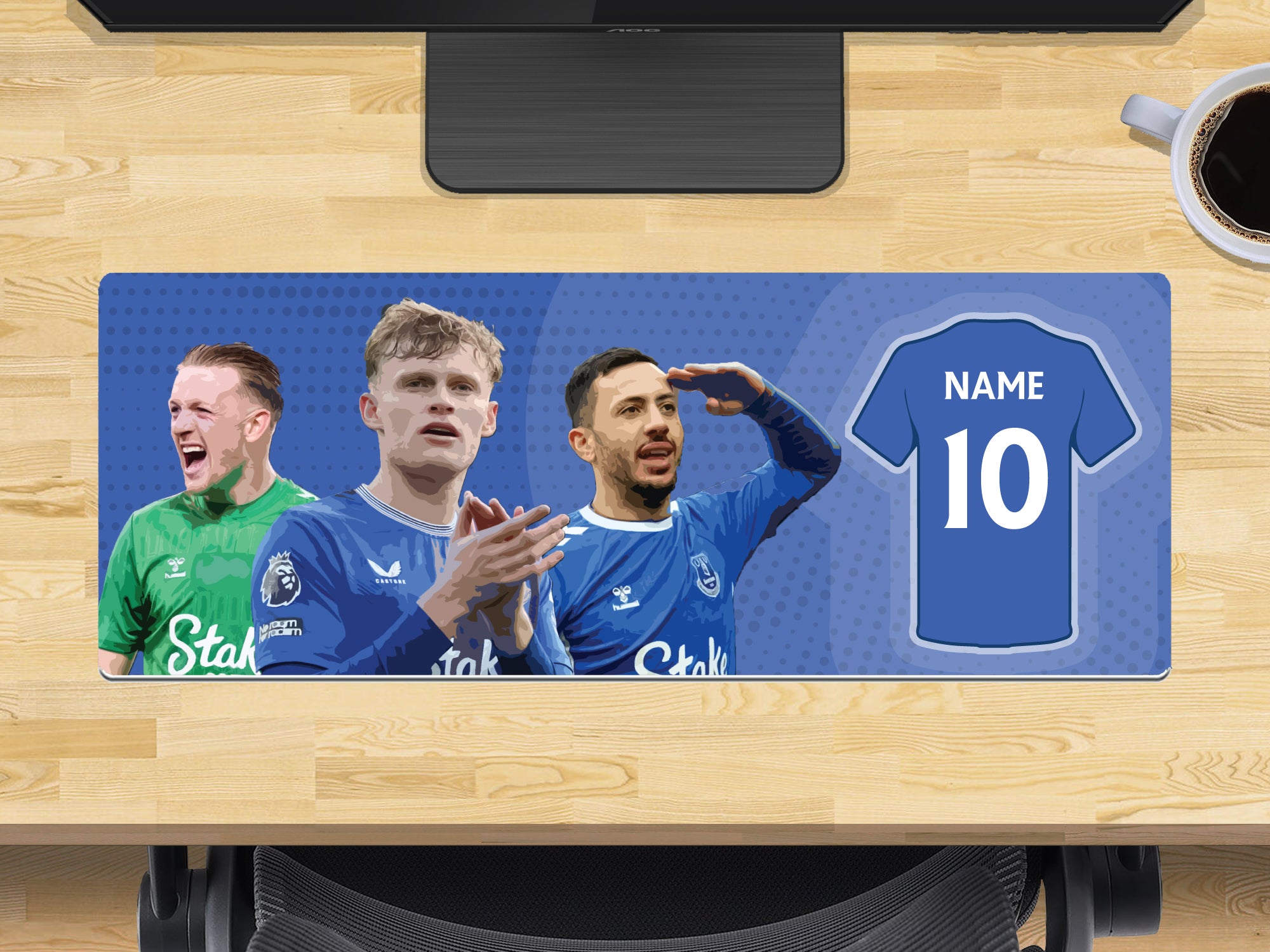 Personalised Everton Extra Large Mouse Mat (800mm x 300mm) - Brandthwa
