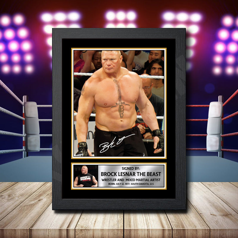 Signed WWE Wrestling Prints Brock Lesnar The Beast 2 Signed Autographe