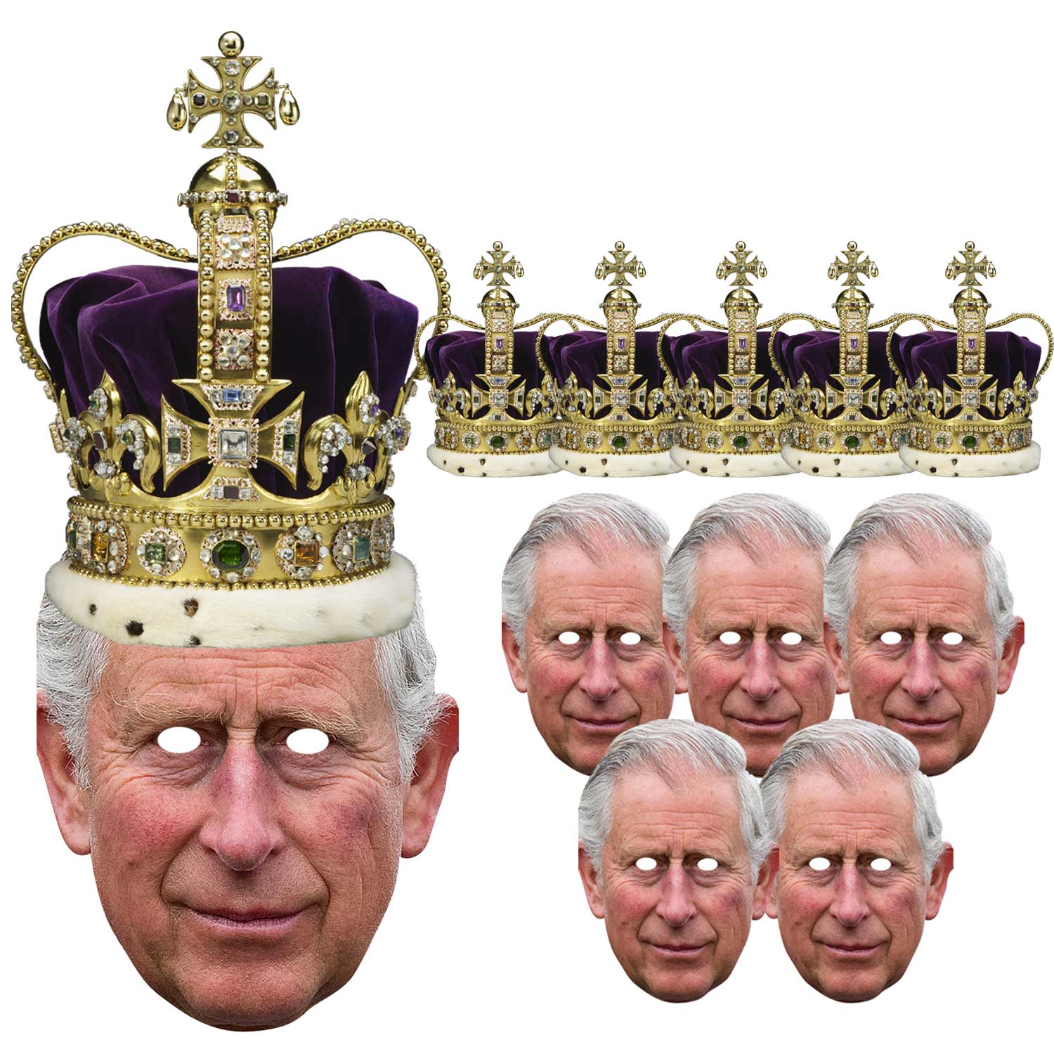 KING CHARLES III + Crown Face Masks Coronation 2023 Royal Fancy Dress
