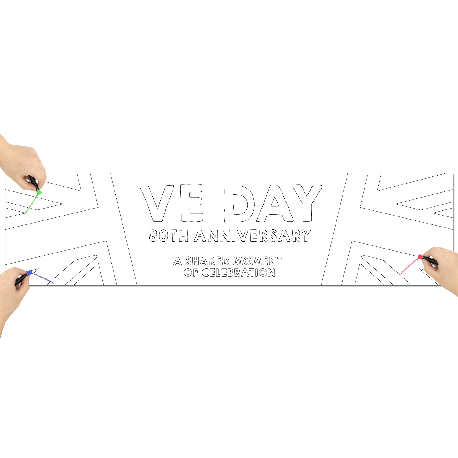 VE Day 80th Anniversary COLOUR IT YOURSELF Large Paper Banner (6ft x 1
