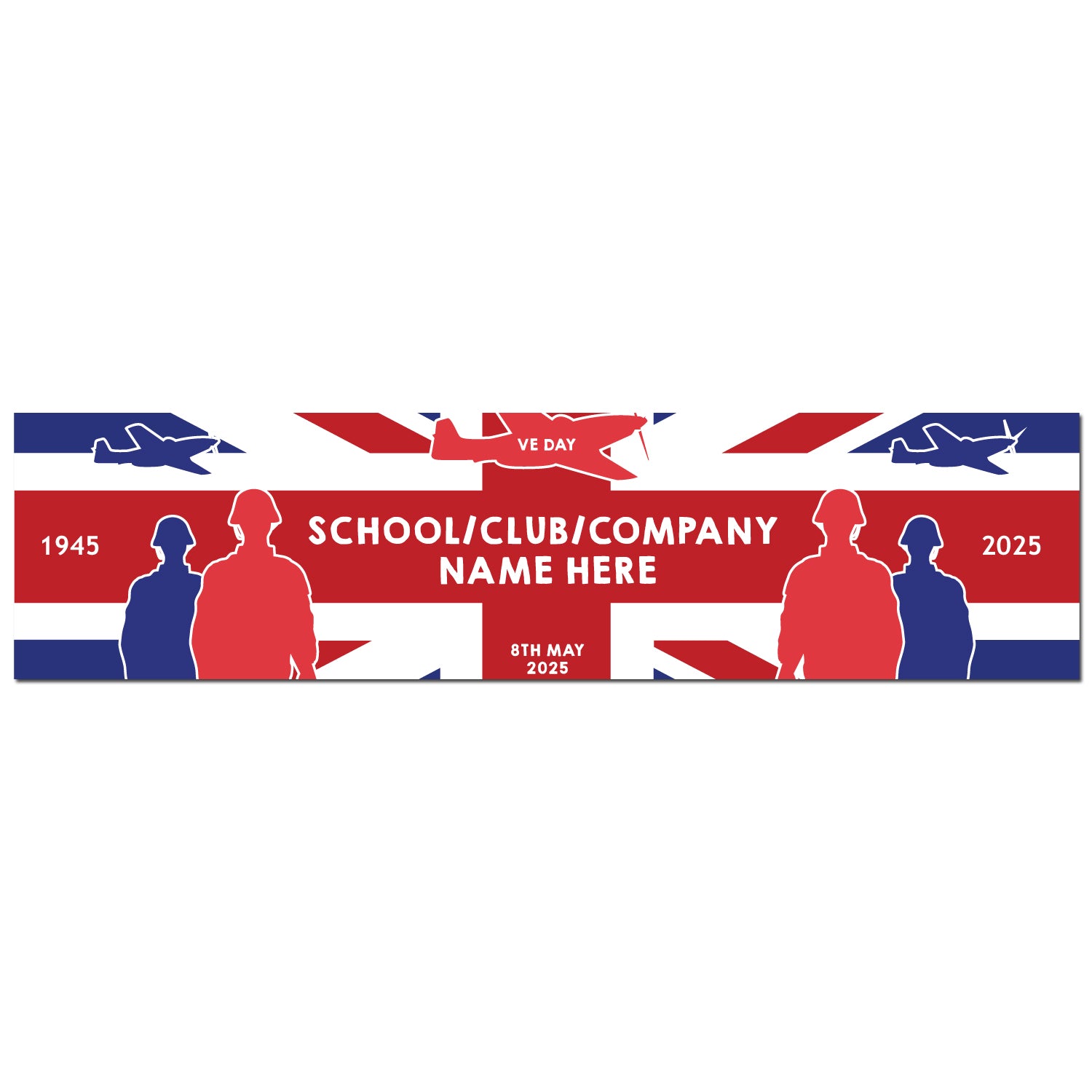 VE Day 80th Anniversary CUSTOM NAME Large Paper Banner (6ft x 1.5 ft)