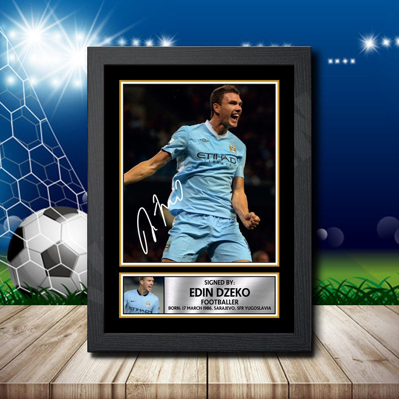 Signed Footballer Posters Edin Dzeko 2 Signed Autographed Footballers