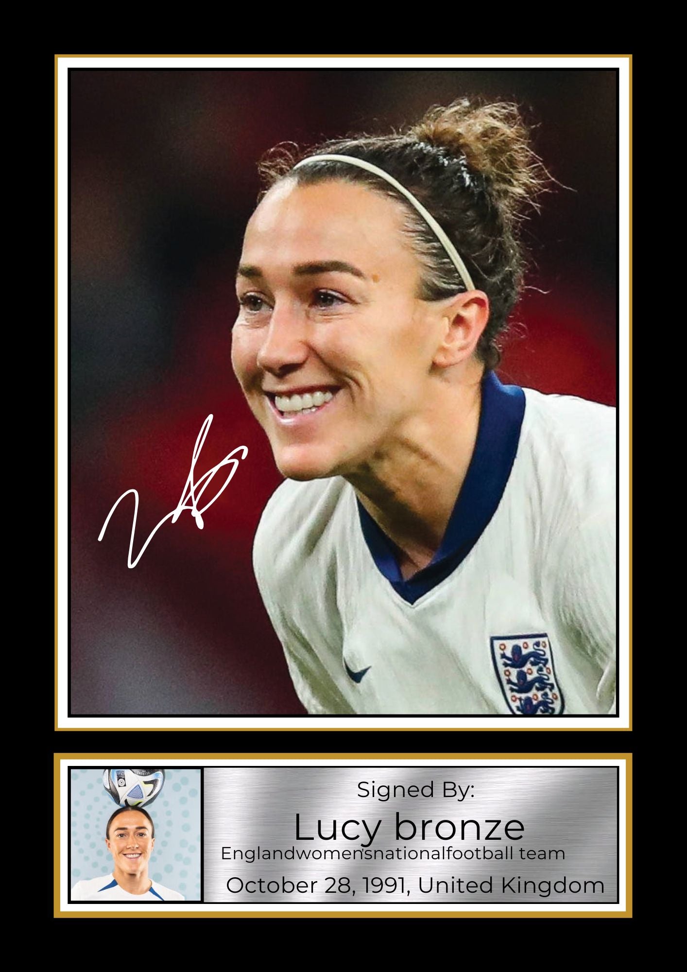 Lucy Bronze Signed Autograph Poster Print – England Women’s National F