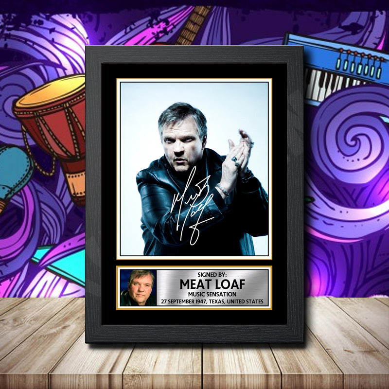 Signed Rock Music Prints Meat Loaf 1 Signed Autographed Rock-Bands Sta