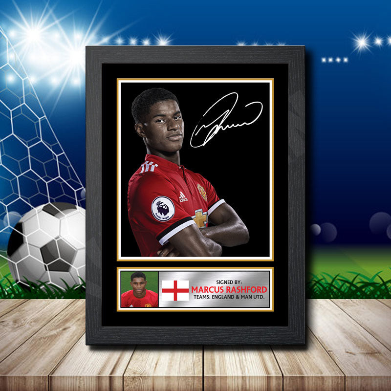 Signed Footballer Posters Marcus Rashford Silver Signed Autographed Fo