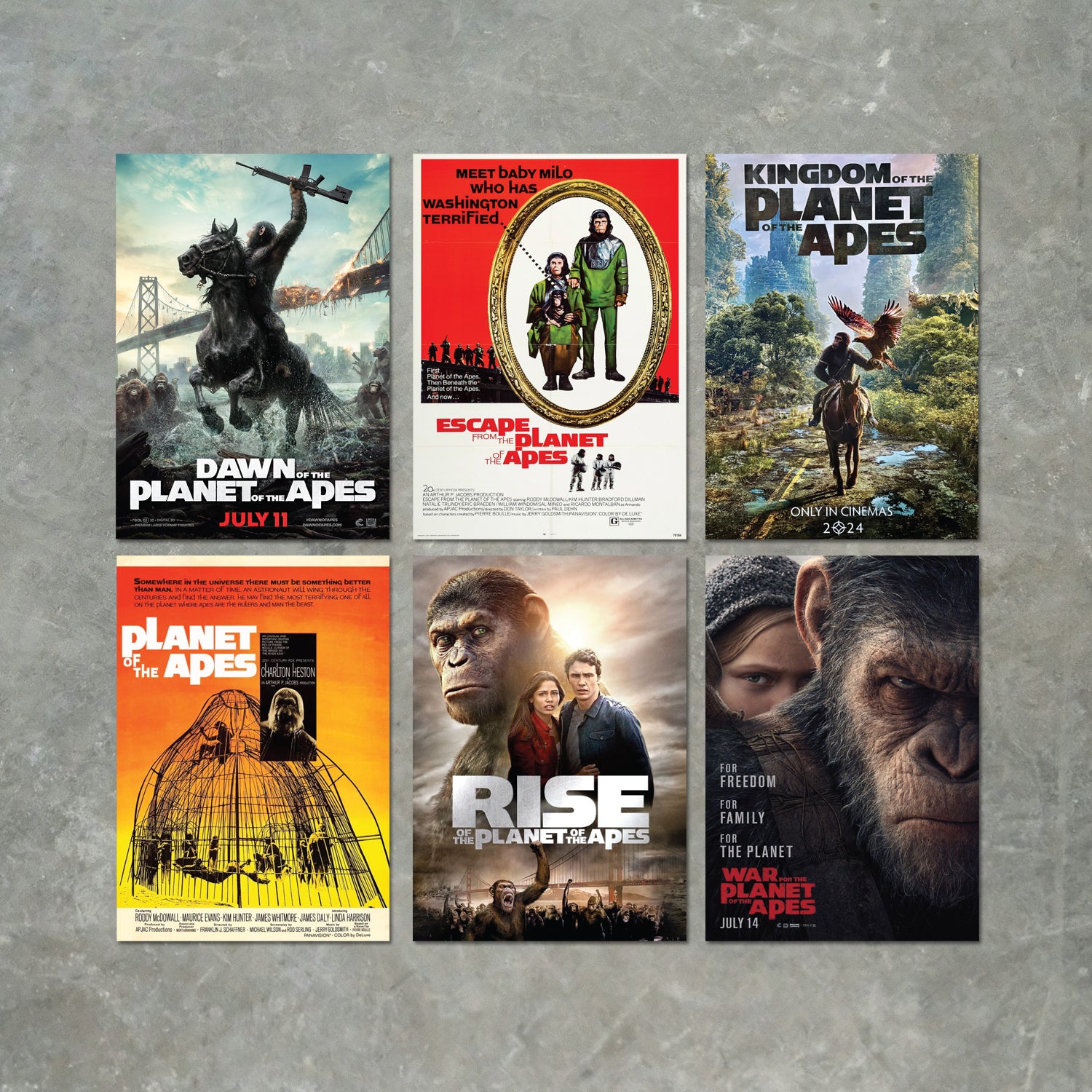 Planet Of The Apes Movies and Film Poster Print Packs - 6 POSTERS (A6,