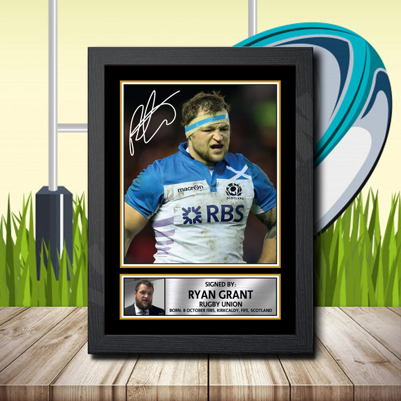 Signed RUGBY Prints Posters Ryan Grant 2 Signed Autographed Rugby Star