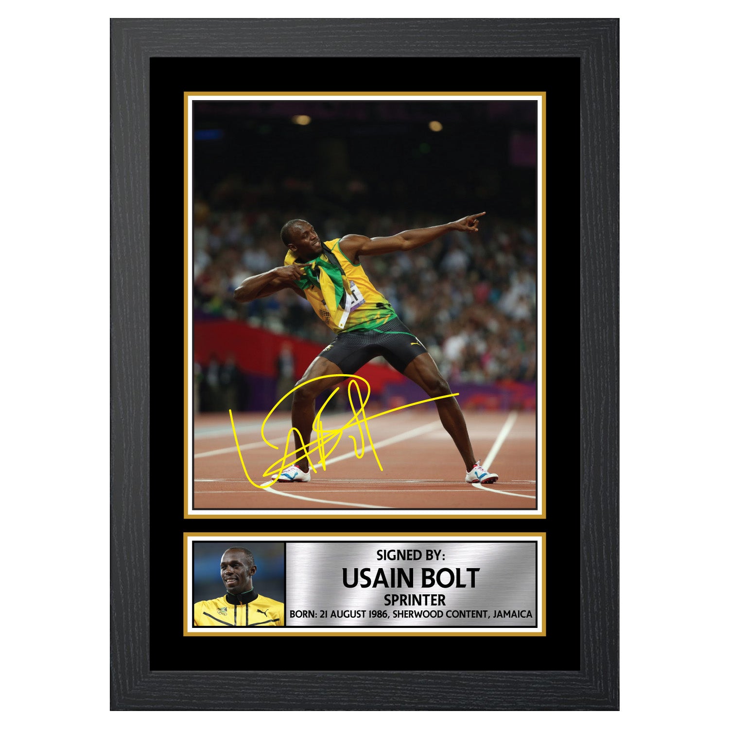 Signed Athletics Prints Usain Bolt Athletics Autographed Poster Print