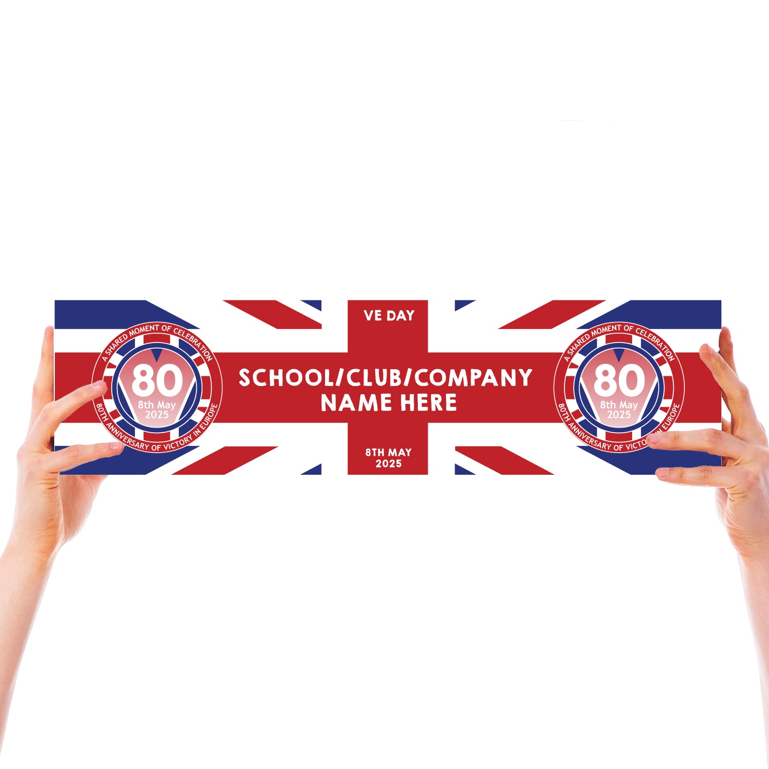 VE Day 80th Anniversary CUSTOM NAME Small Paper Banners (Set of 2) Des