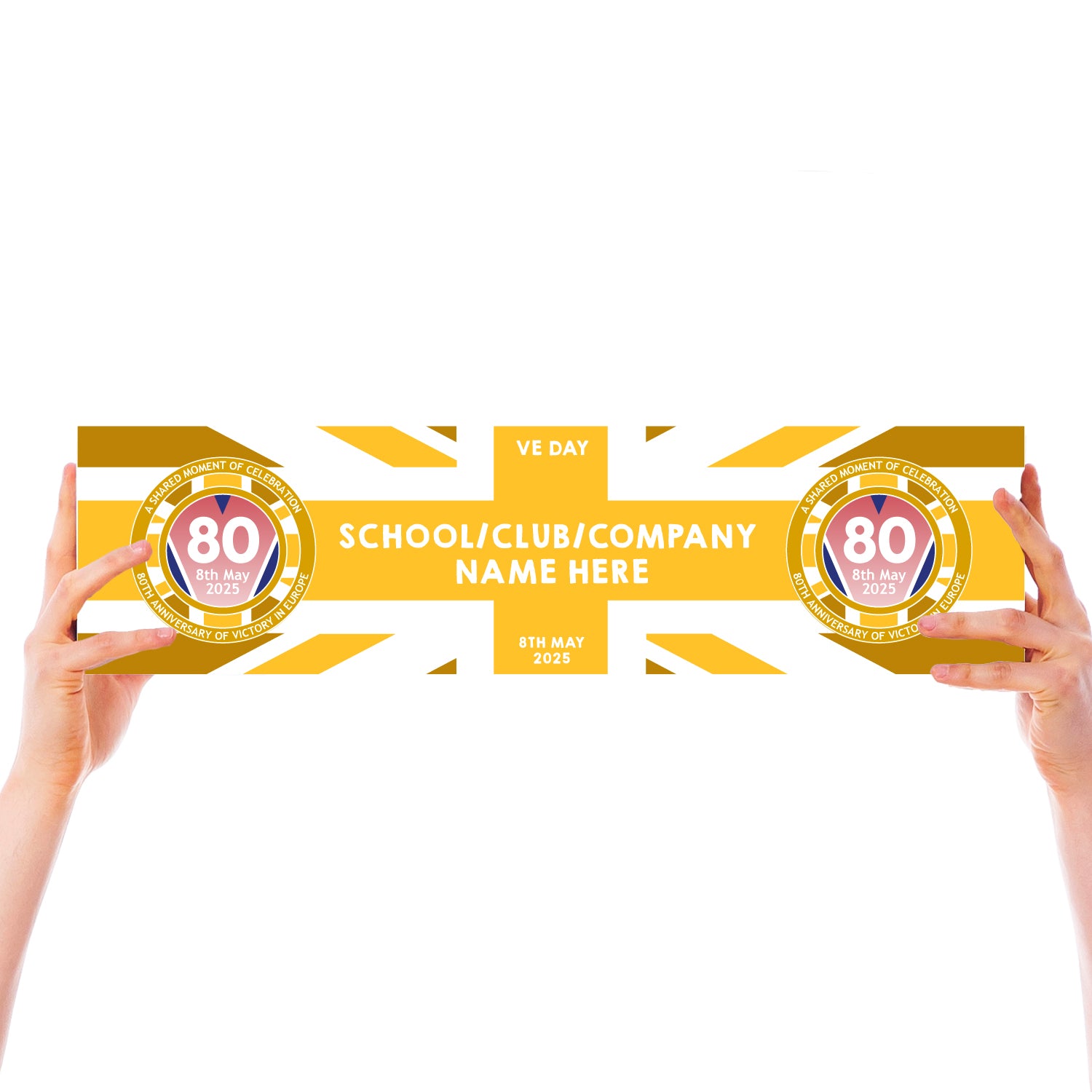 VE Day 80th Anniversary CUSTOM NAME Small Paper Banners (Set of 2) Des