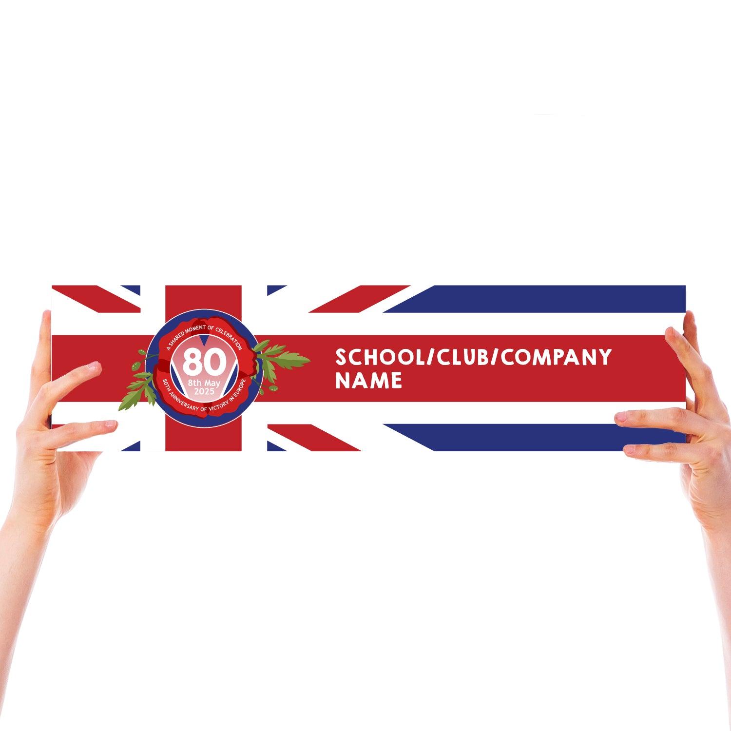 VE Day 80th Anniversary CUSTOM NAME Small Paper Banners (Set of 2) Des