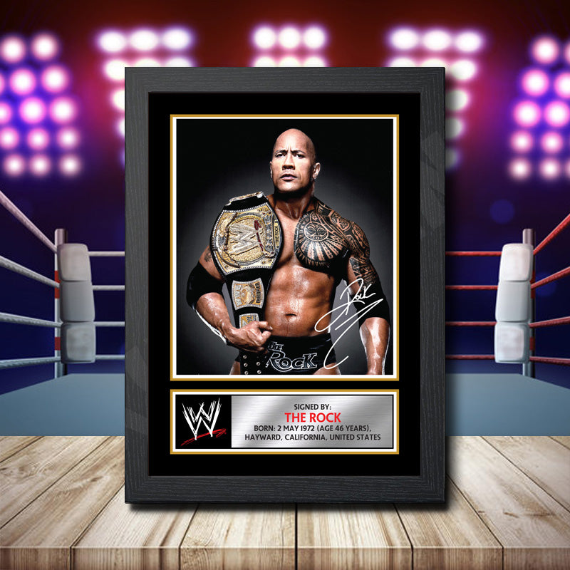 Signed WWE Wrestling Prints Wwe Wrestling The Rock 2 Signed Autographe