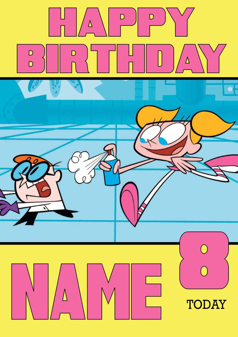 THEME INSPIRED Kids Adult Personalised Birthday Card Dexter Birthday C
