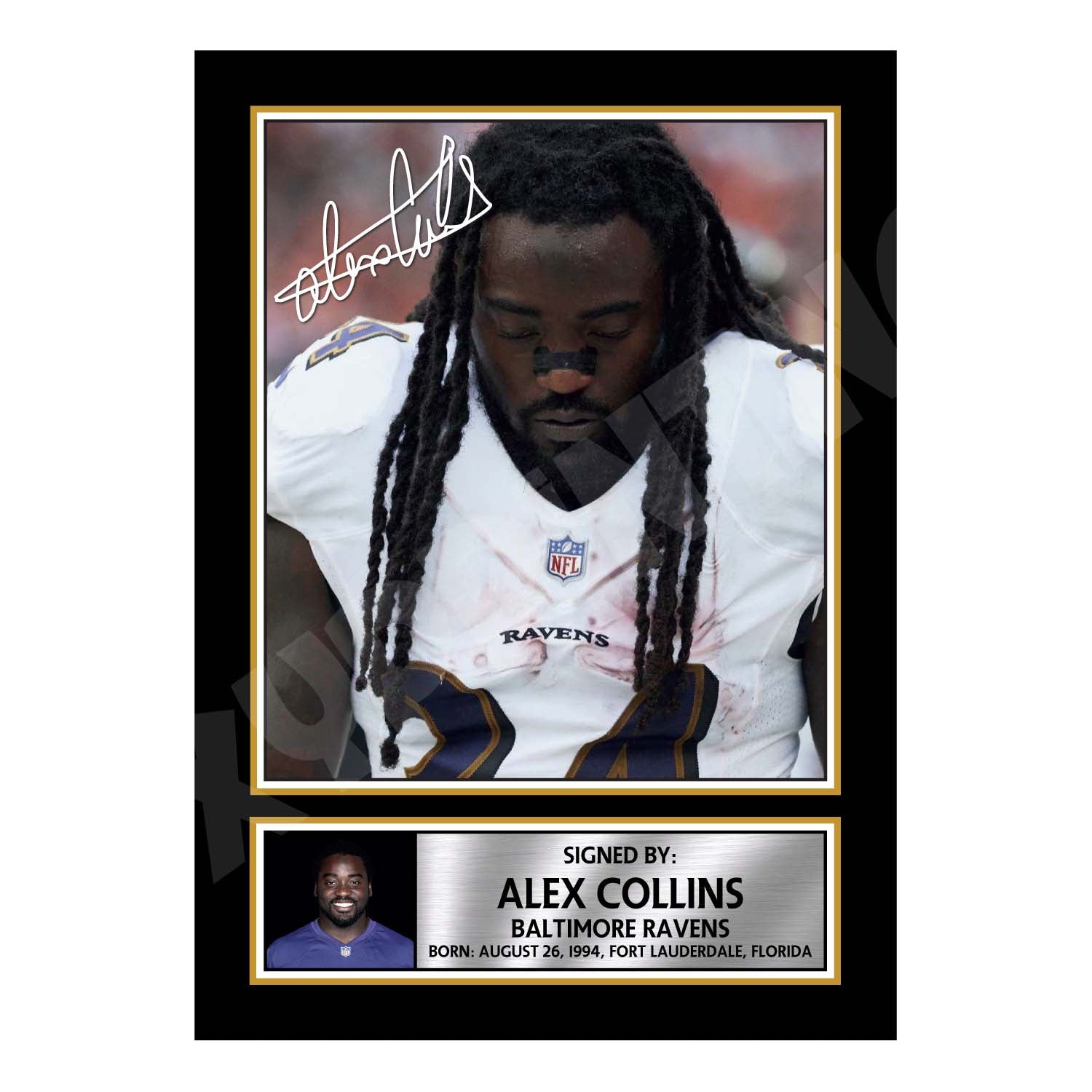 Alex Collins 2 Limited Edition Football Signed Print - American Footba