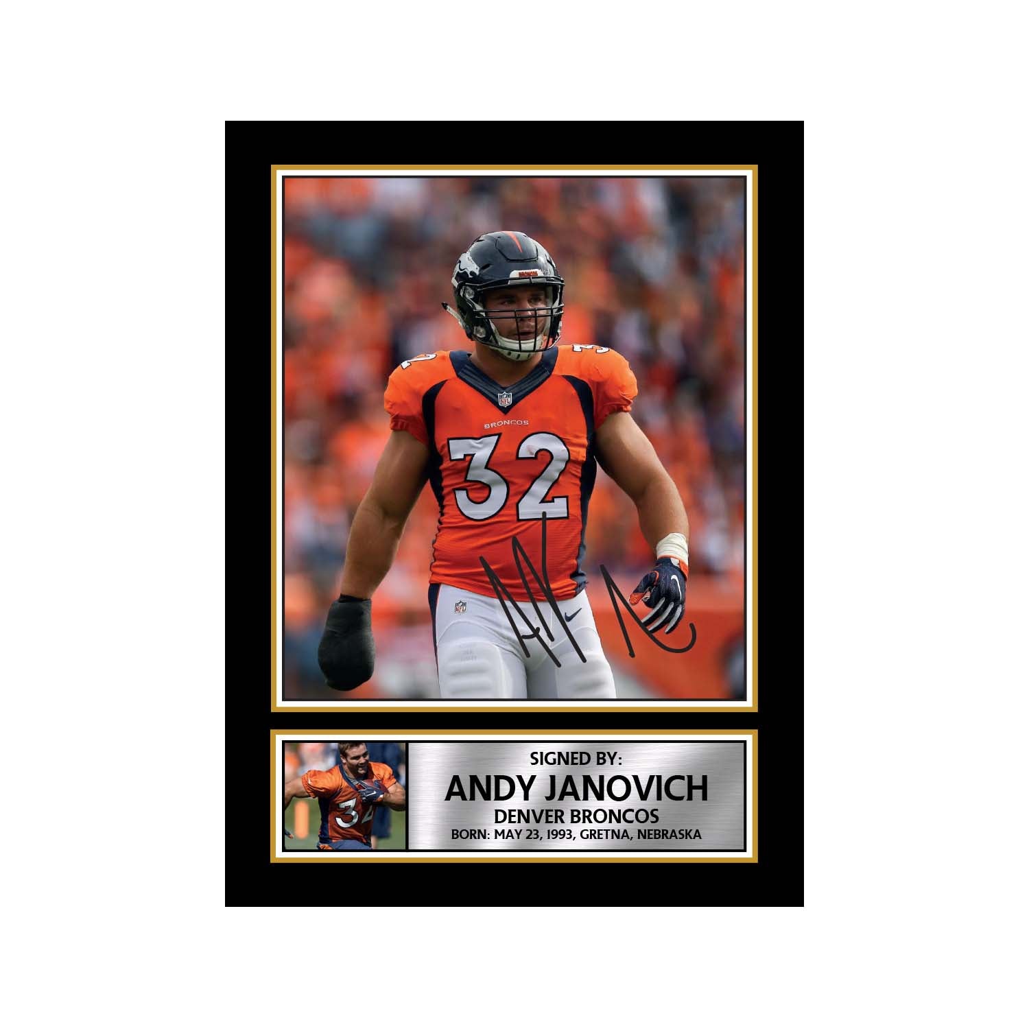 Andy Janovich 2 Limited Edition Football Signed Print - American Footb
