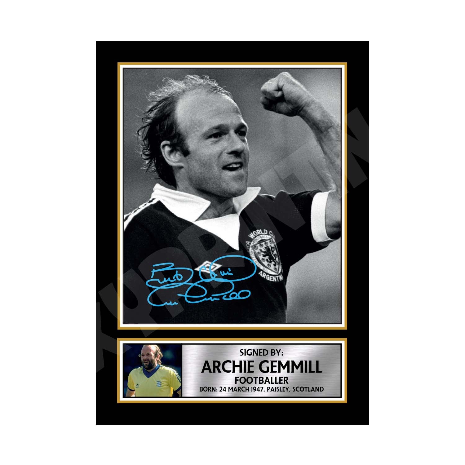 Archie GEMMILL Limited Edition Football Player Signed Print - Football