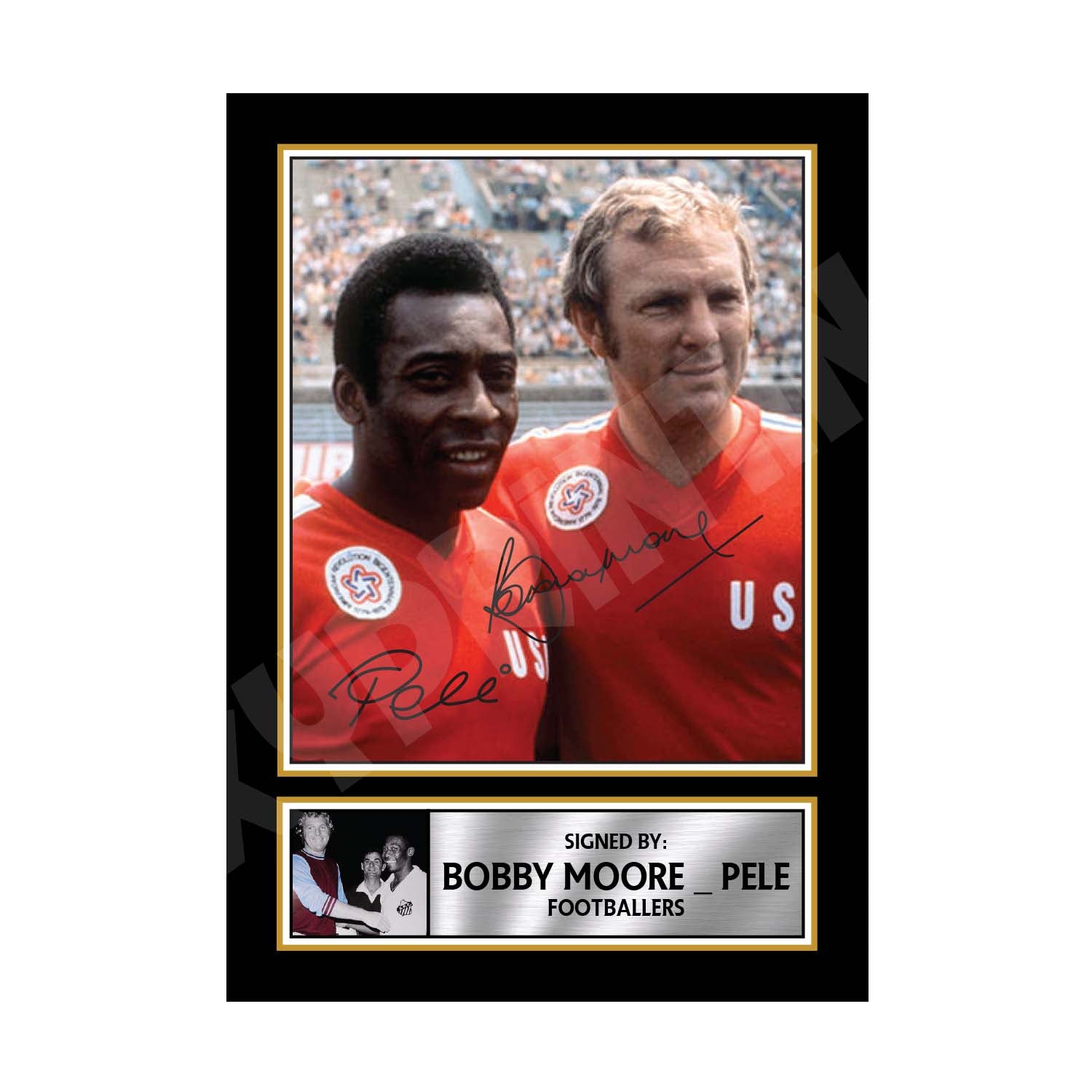 BOBBY MOORE _ PELE 2 Limited Edition Football Player Signed Print - Fo
