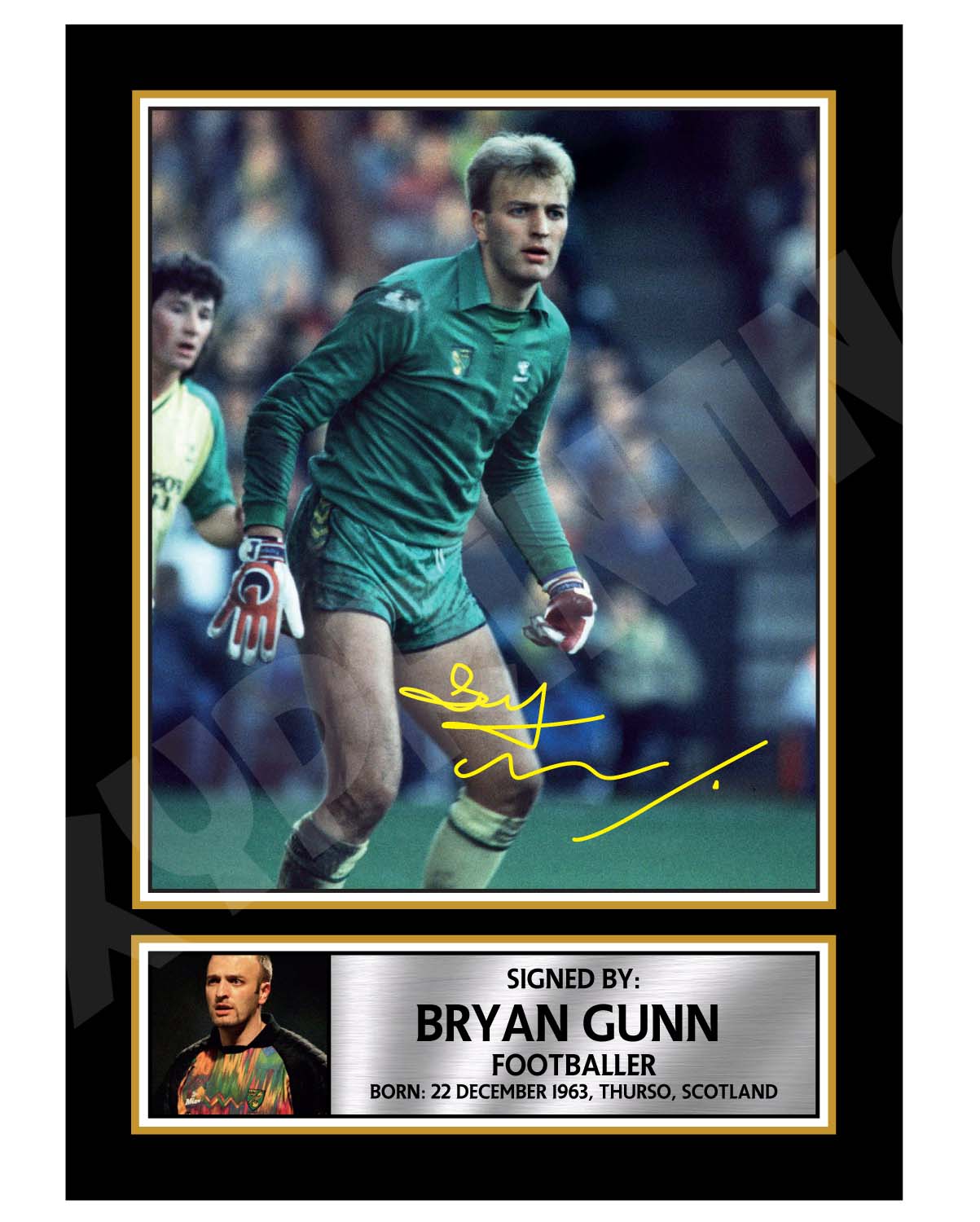 BRYAN GUNN Limited Edition Football Player Signed Print - Football