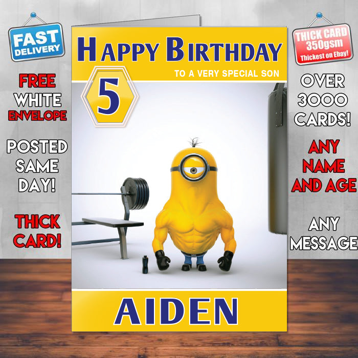 Bodybuilder Minion Despicable Me Theme Style Personalised Kids Inspire