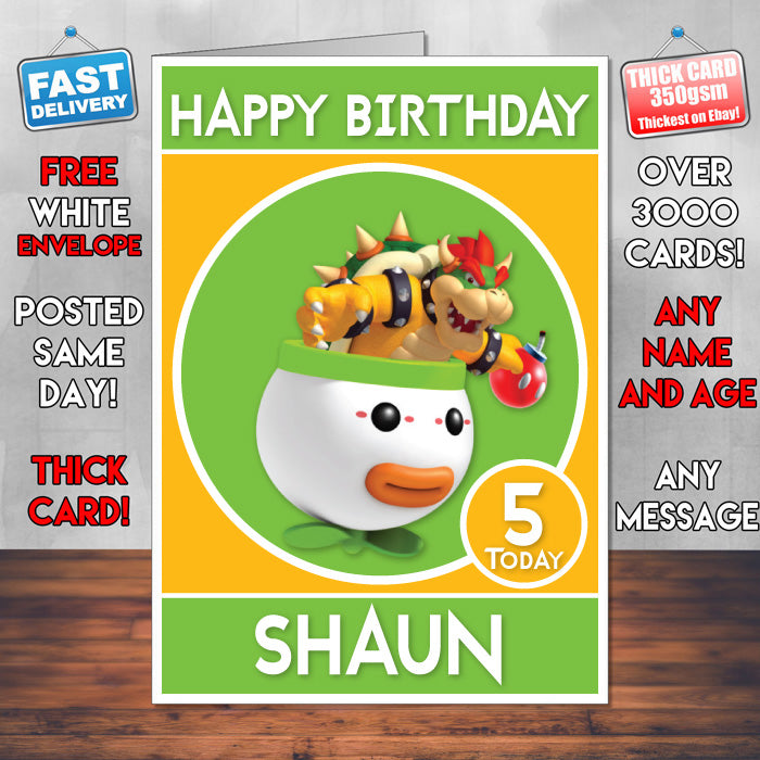 Bowser Clown Car Super Mario Inspired Theme Personalised Kids Inspired