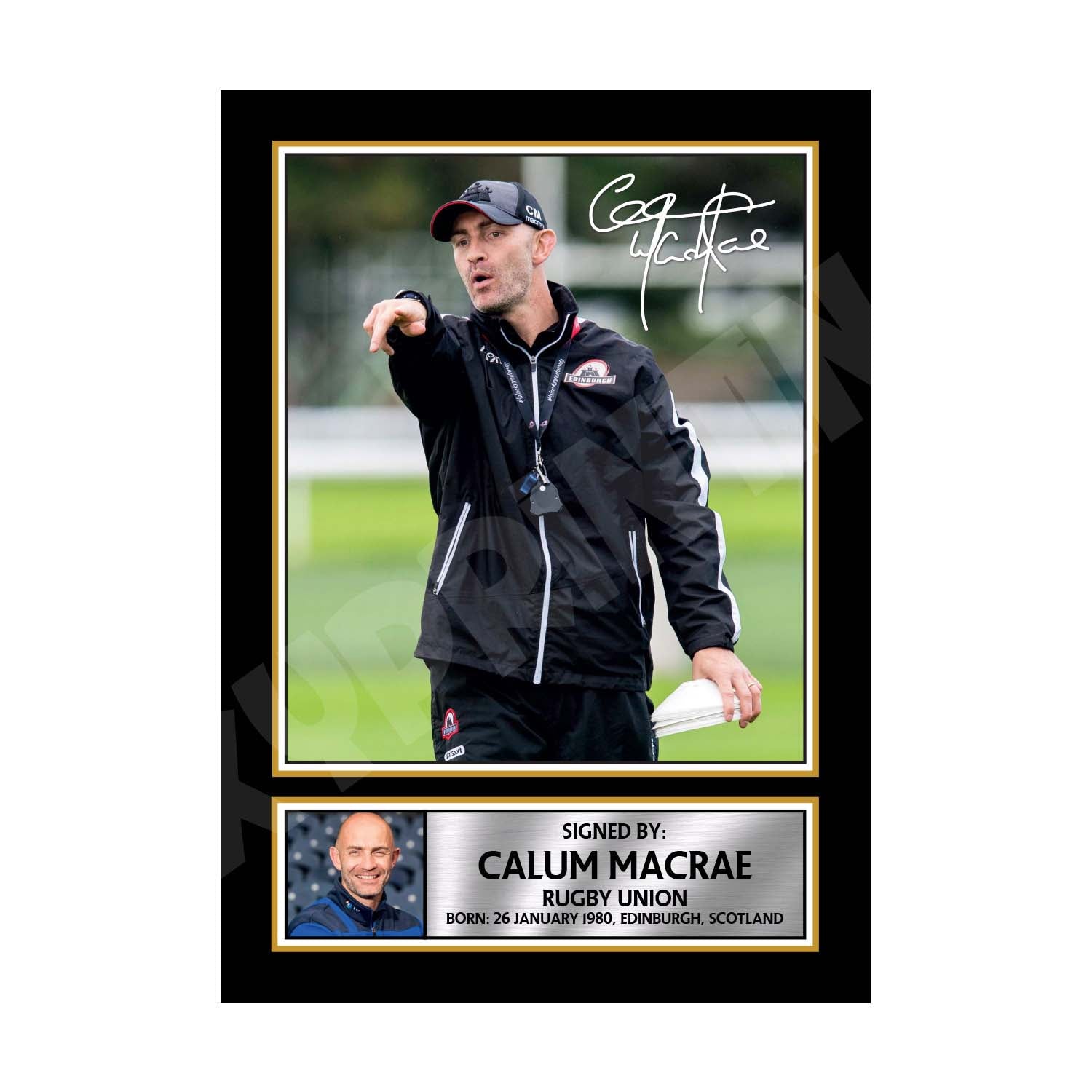 CALUM MACRAE 2 Limited Edition Rugby Player Signed Print - Rugby