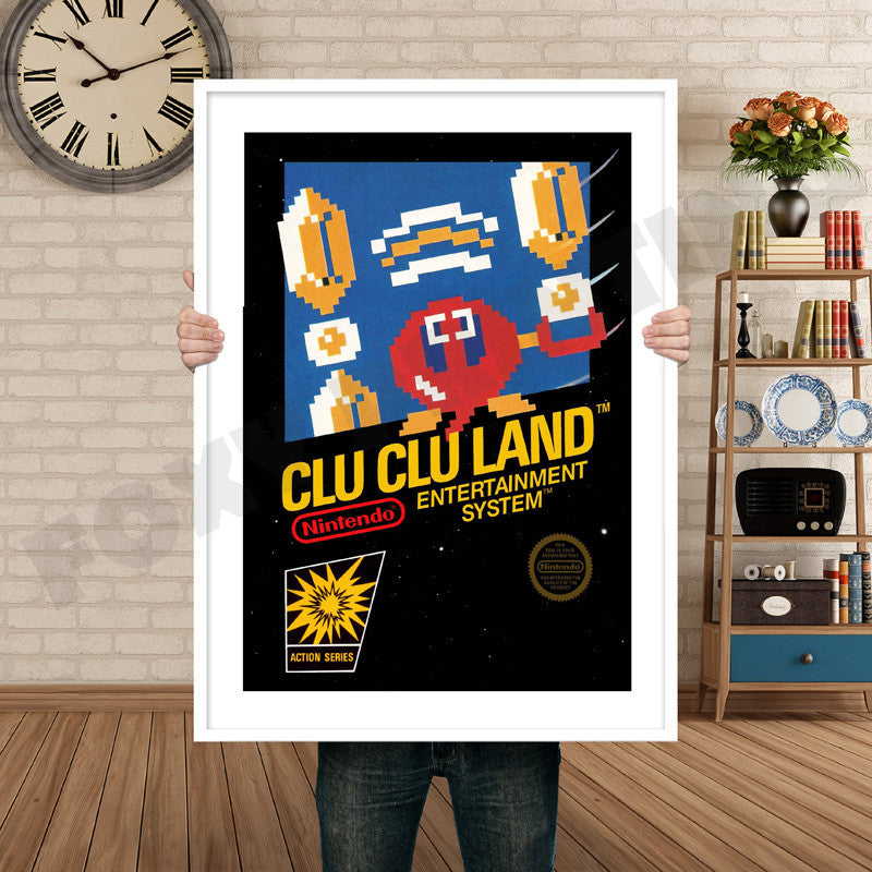 CLU CLU LAND Retro GAME INSPIRED THEME Nintendo NES Gaming A4 A3 A2 Or