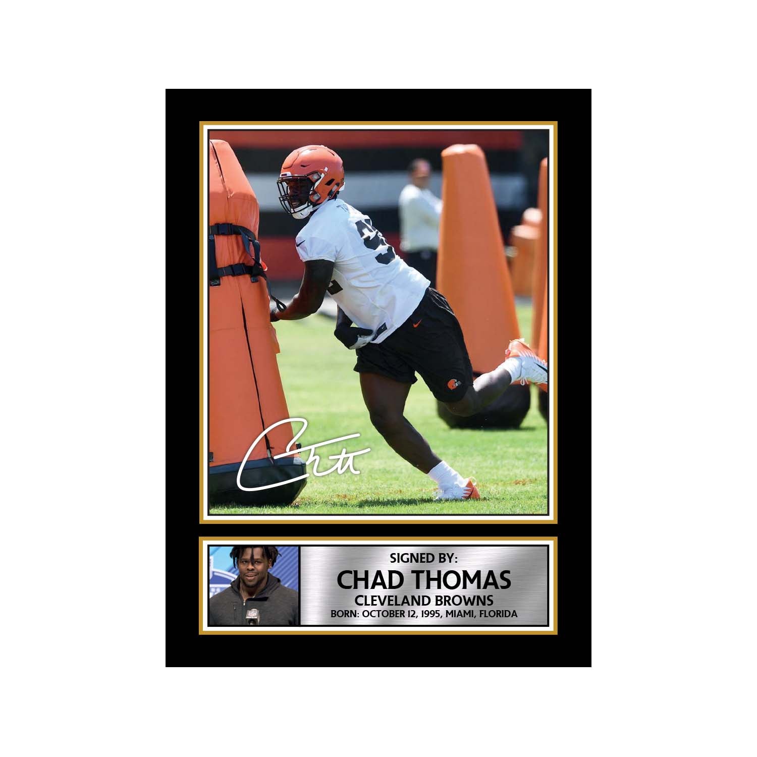 Chad Thomas 2 Limited Edition Football Signed Print - American Footbal