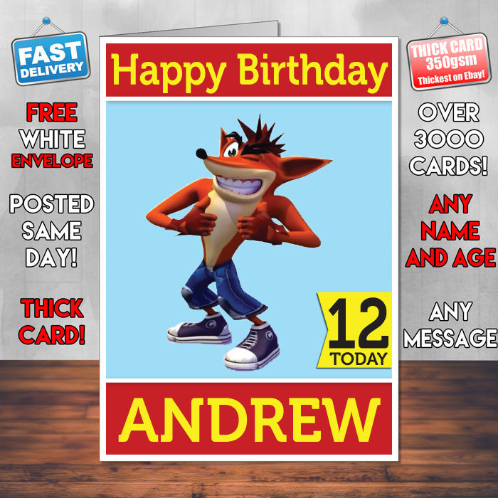 Crash Bandicoot Inspired Theme Personalised Kids Inspired Birthday Car