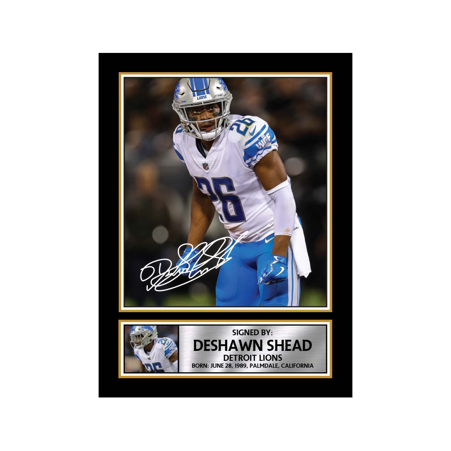DeShawn Shead Limited Edition Football Signed Print - American Footbal