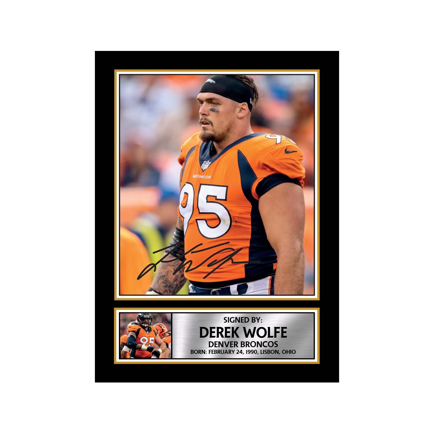 Derek Wolfe Limited Edition Football Signed Print - American Footballe