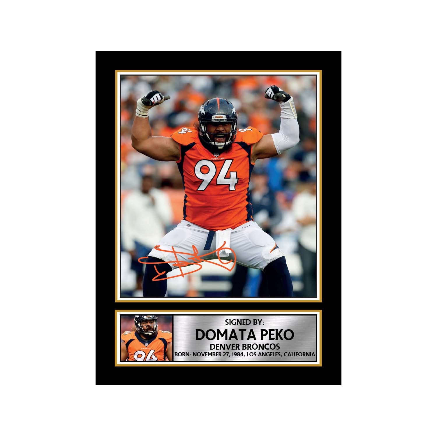 Domata Peko Limited Edition Football Signed Print - American Footballe