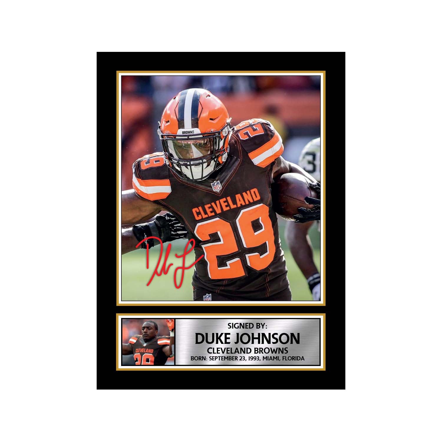 Duke Johnson Limited Edition Football Signed Print - American Football