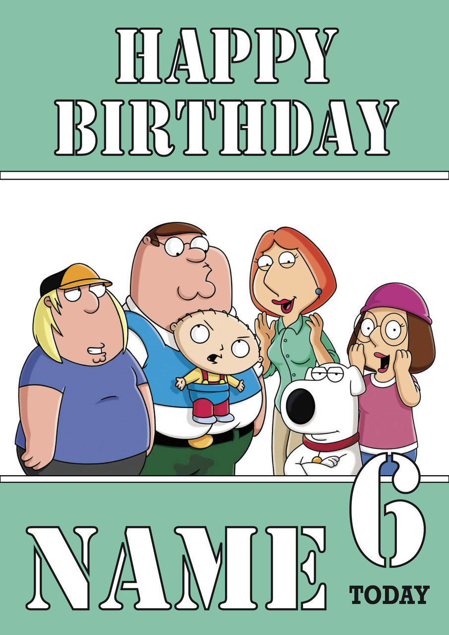 THEME INSPIRED Kids Adult Personalised Birthday Card Family Guy Birthd