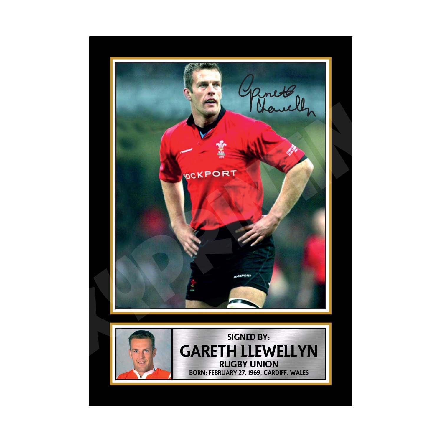 GARETH LLEWELLYN 1 Limited Edition Rugby Player Signed Print - Rugby