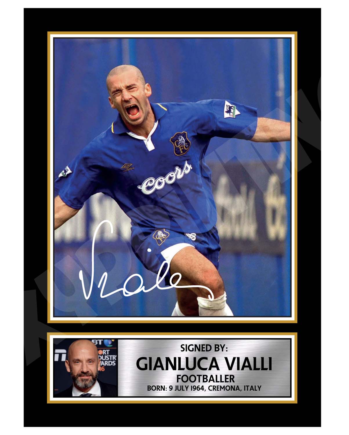 GIANLUCA VIALLI 2 Limited Edition Football Player Signed Print - Footb