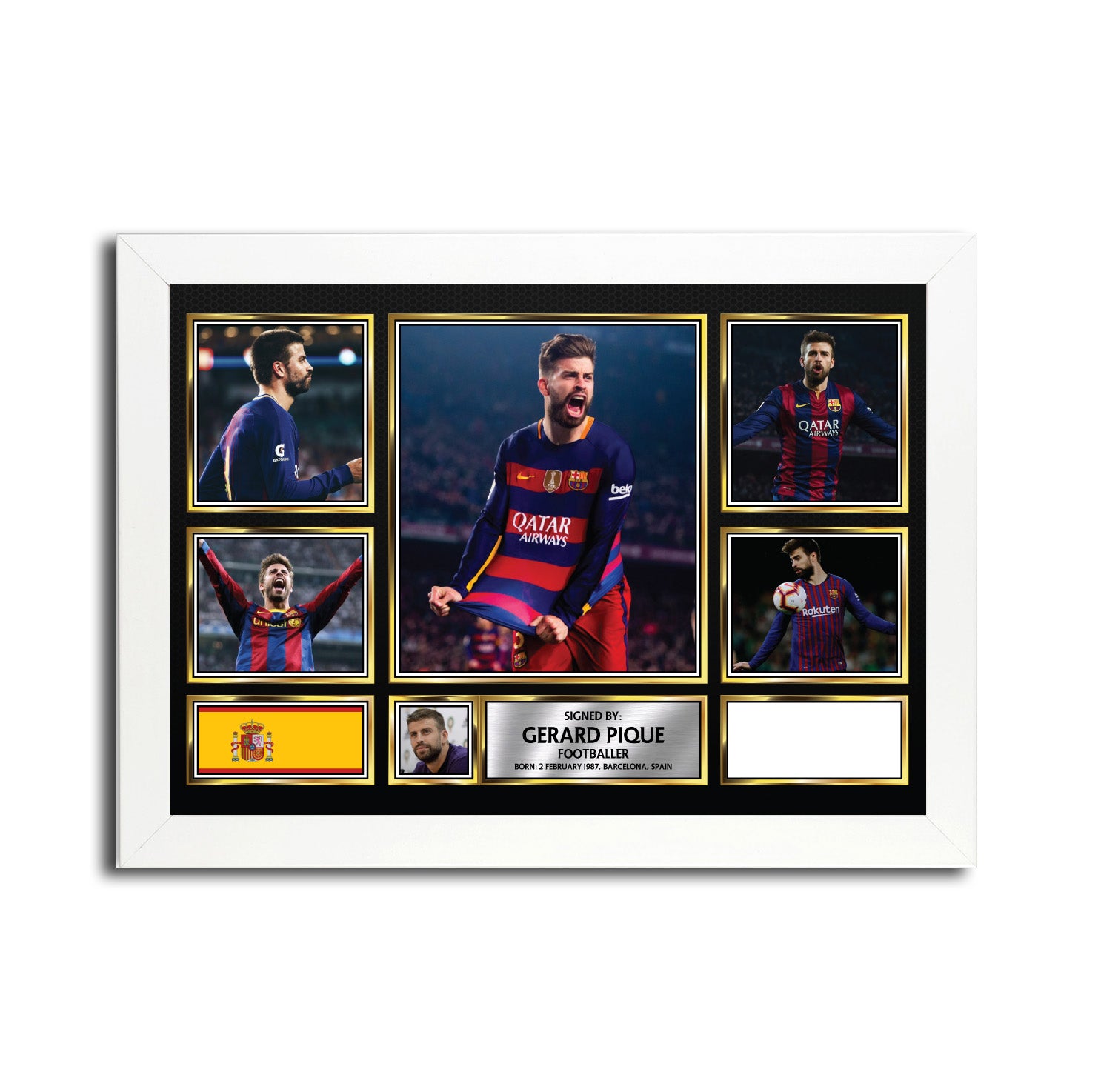 Gerard Piqué MC1591 - Black Frame Autographed Football Poster