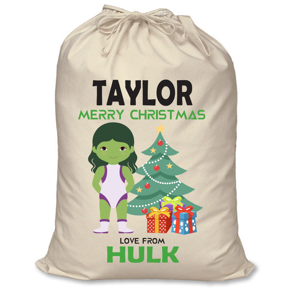 PERSONALISED Cartoon Inspired Super Hero GREEN MONSTER Girl TAYLOR - X