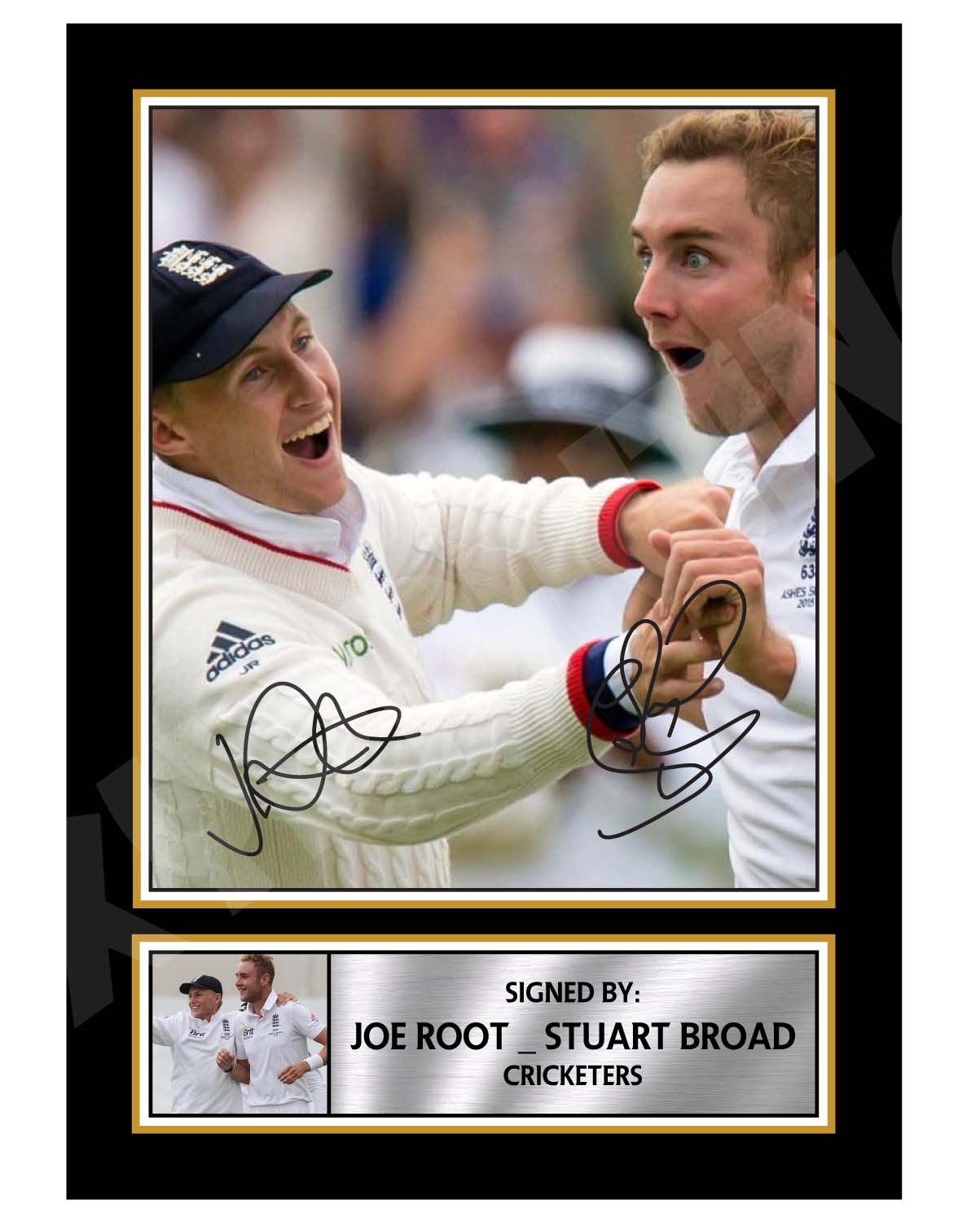 JOE ROOT _ STUART BROAD 2 Limited Edition Cricketer Signed Print - Cri