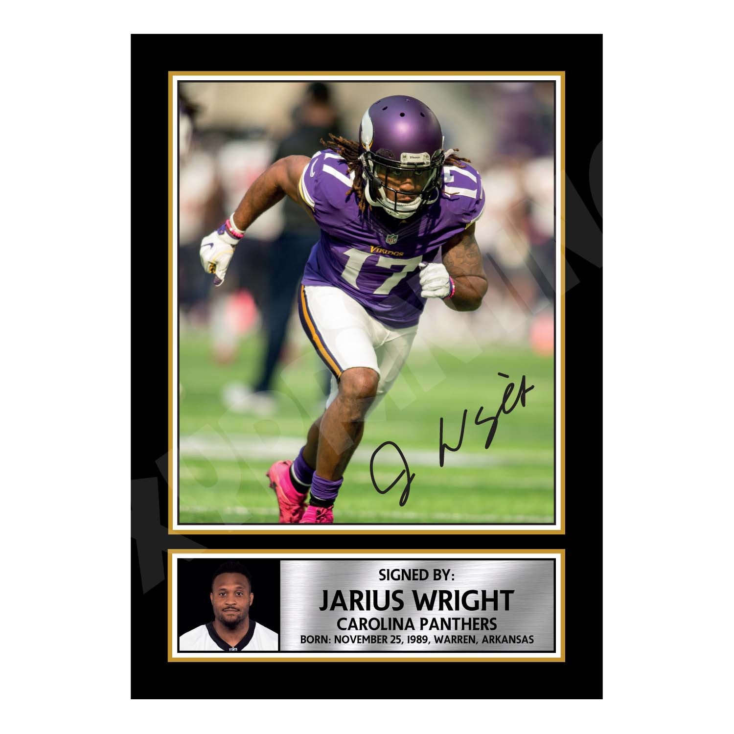 Jarius Wright 2 Limited Edition Football Signed Print - American Footb