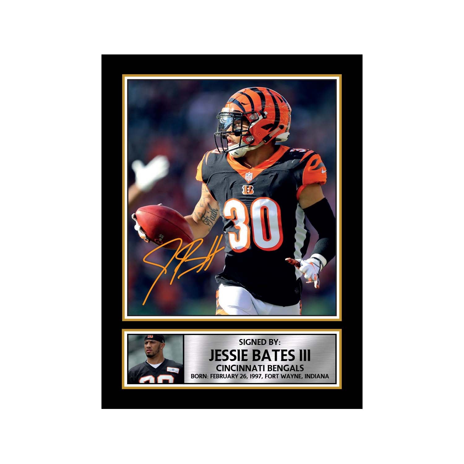 Jessie Bates III Limited Edition Football Signed Print - American Foot