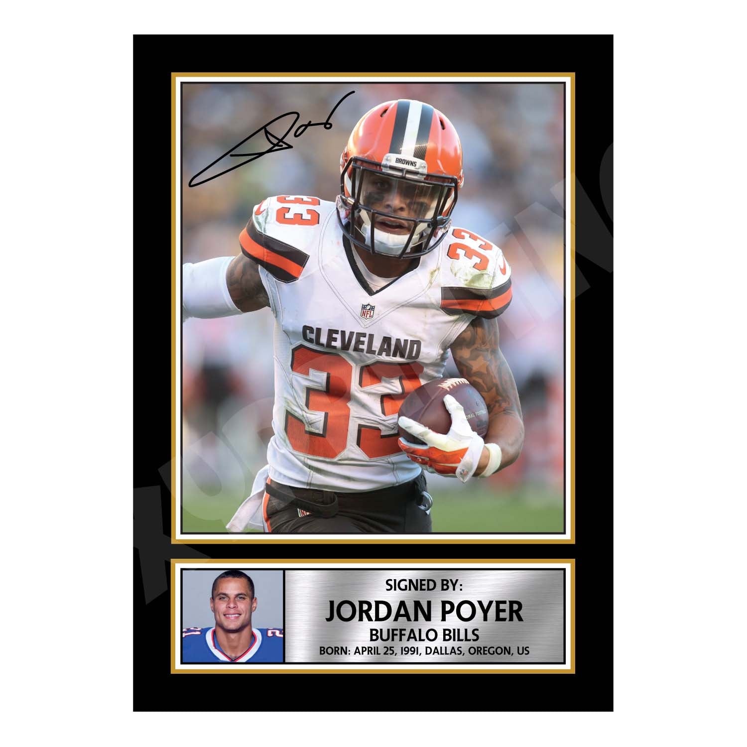 Jordan Poyer 2 Limited Edition Football Signed Print - American Footba