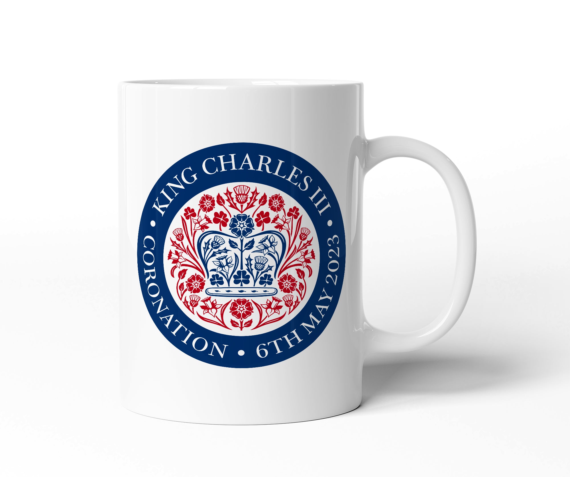King Charles Coronation Official Blue And Red Logo Mug