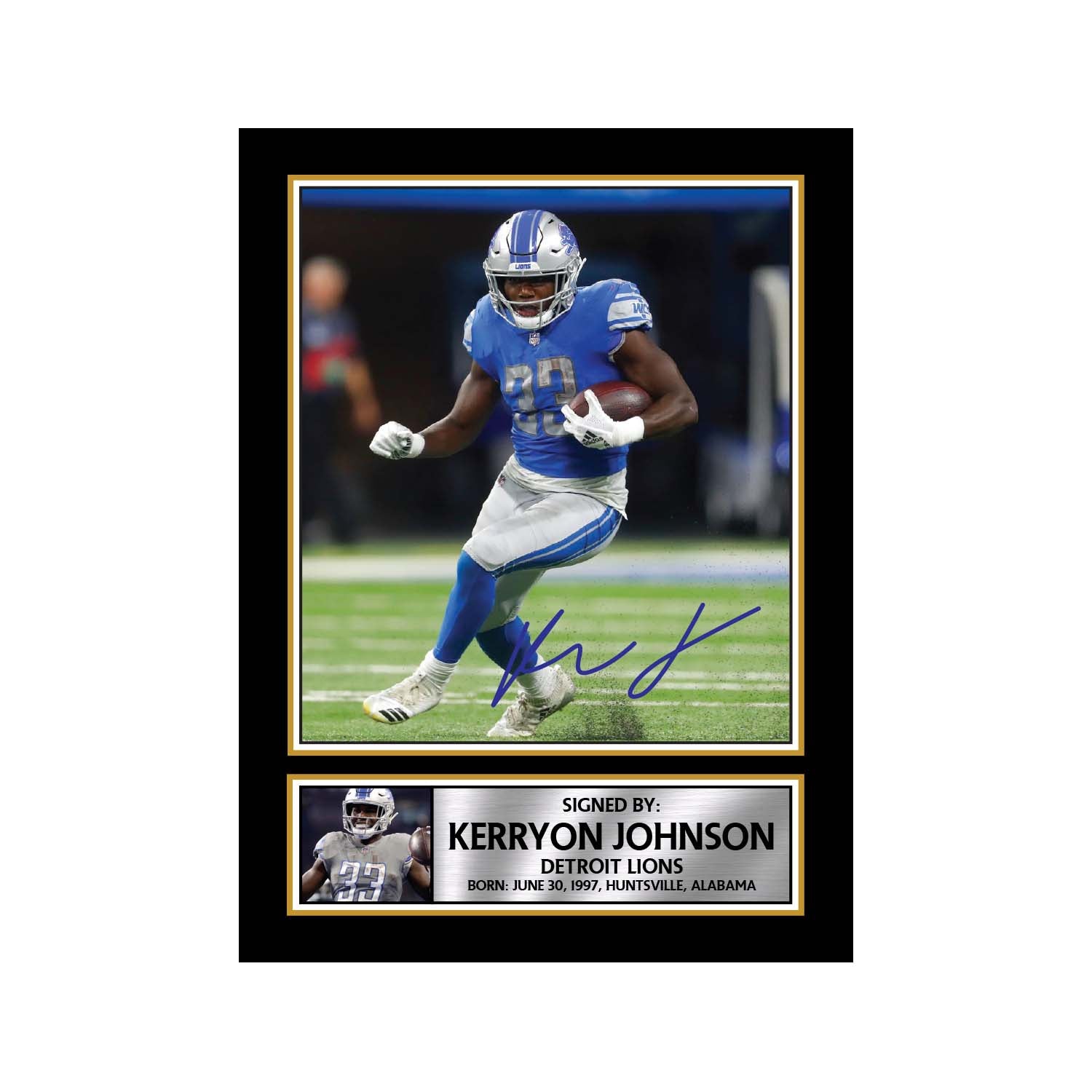 Kerryon Johnson 2 Limited Edition Football Signed Print - American Foo