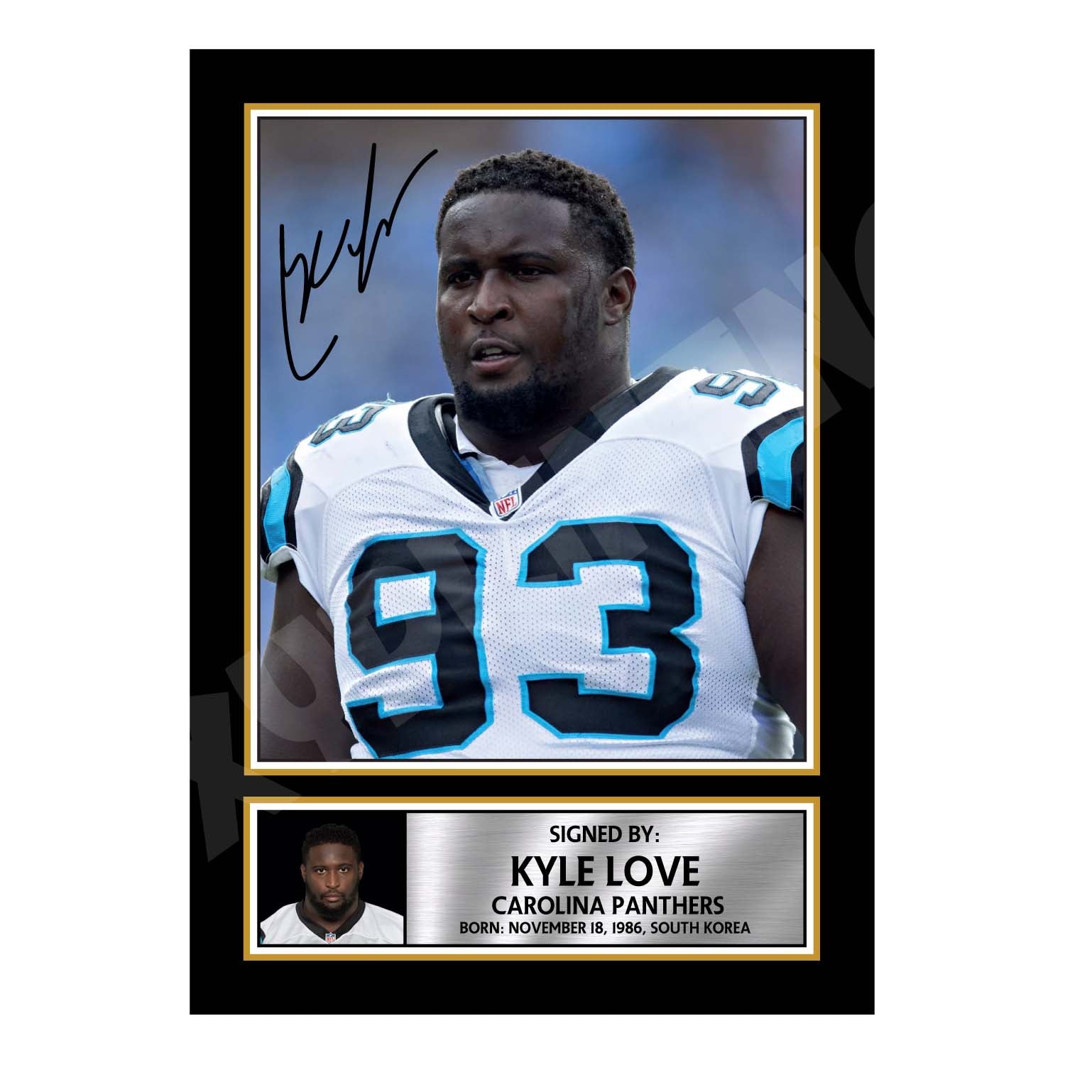 Kyle Love 1 Limited Edition Football Signed Print - American Footballe