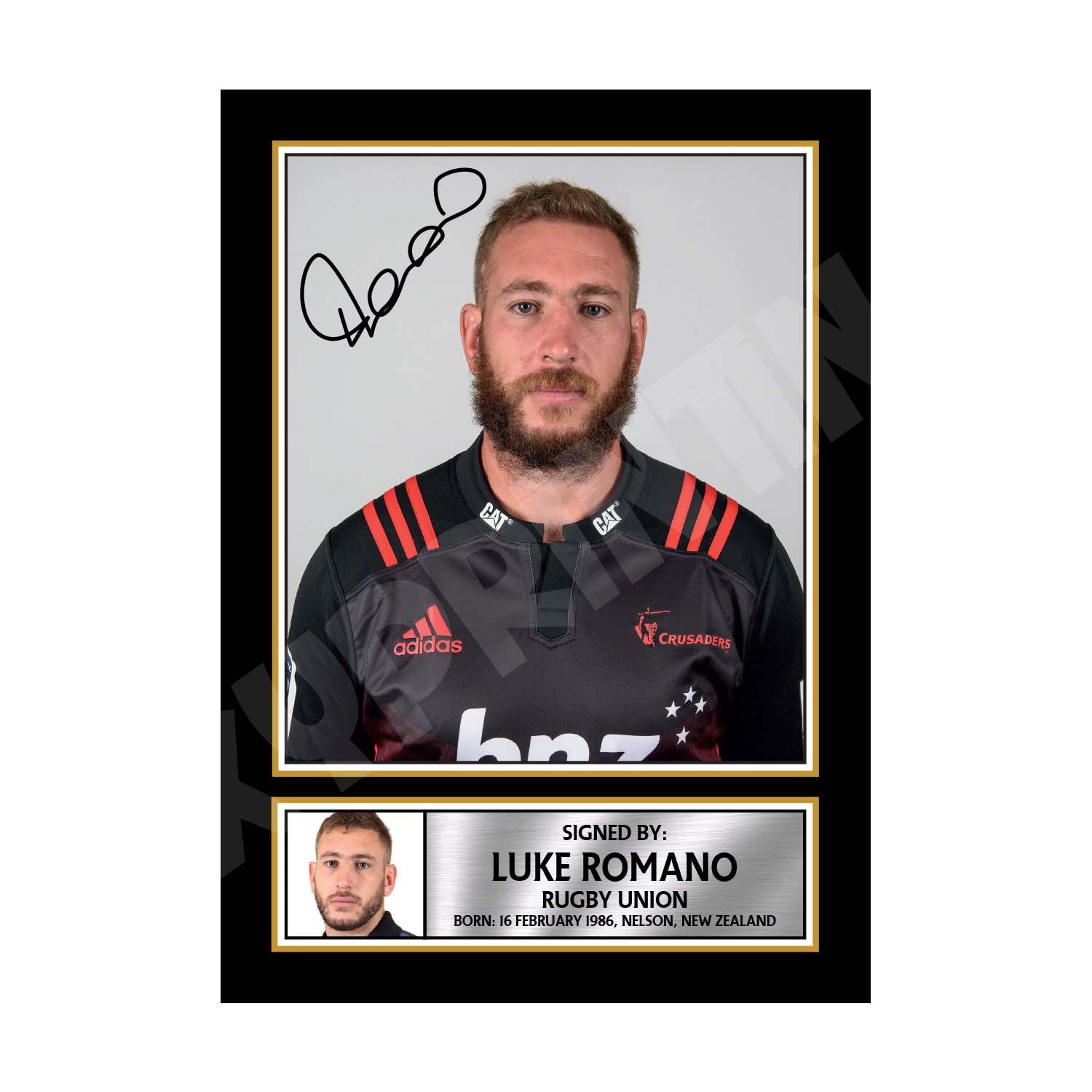 LUKE ROMANO 1 Limited Edition Rugby Player Signed Print - Rugby