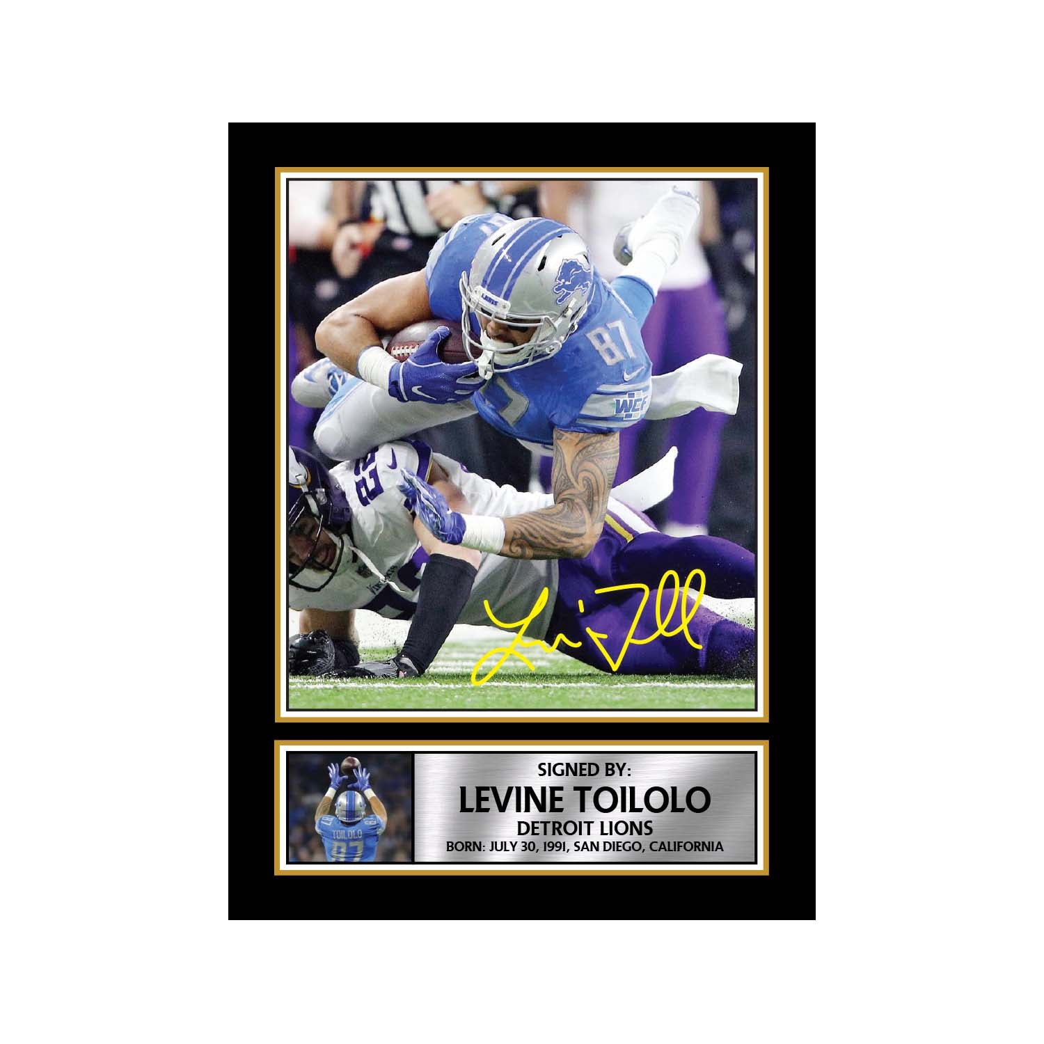 Levine Toilolo 2 Limited Edition Football Signed Print - American Foot