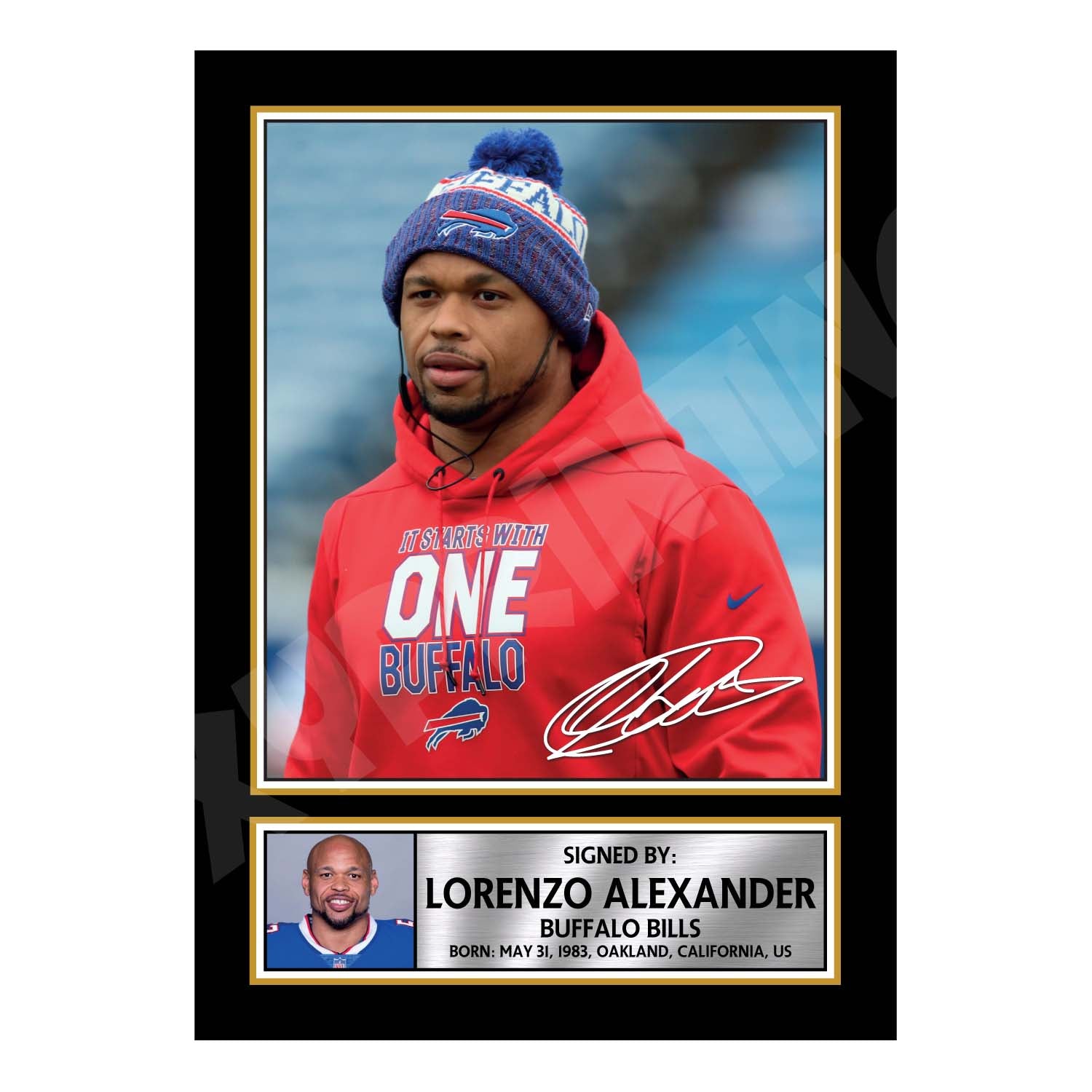 Lorenzo Alexander 2 Limited Edition Football Signed Print - American F