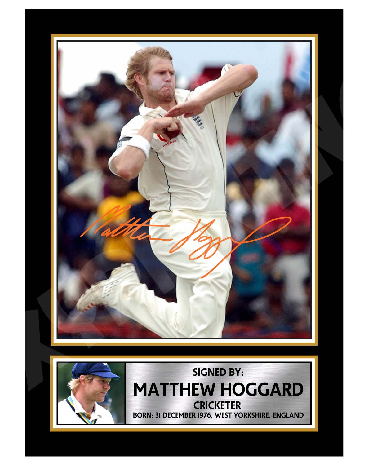MATTHEW HOGGARD Limited Edition Cricketer Signed Print - Cricket Playe