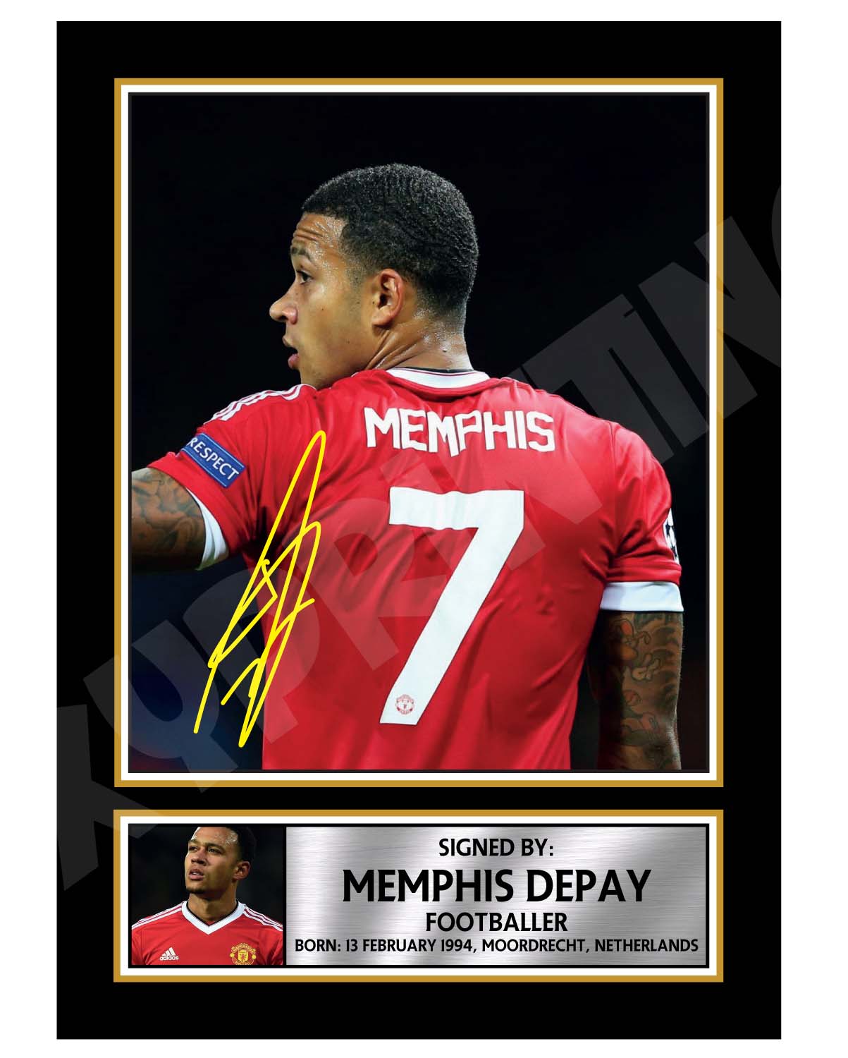 MEMPHIS DEPAY 2 Limited Edition Football Player Signed Print - Footbal